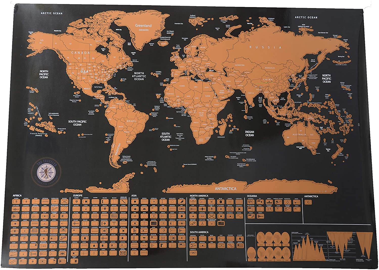 Scratch Off Poster of The World Map & The United States Map with ...