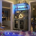 Aheaplus Bar Cabinet with Power Outlets, 67" Tall Wine Bar Cabinet ...
