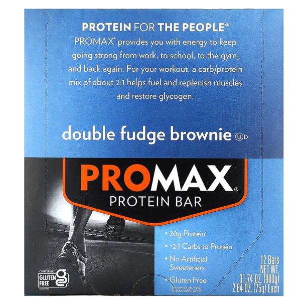Promax Energy Bar Double Fudge Brownie - 12 Bars | Bodega Aurrera en línea