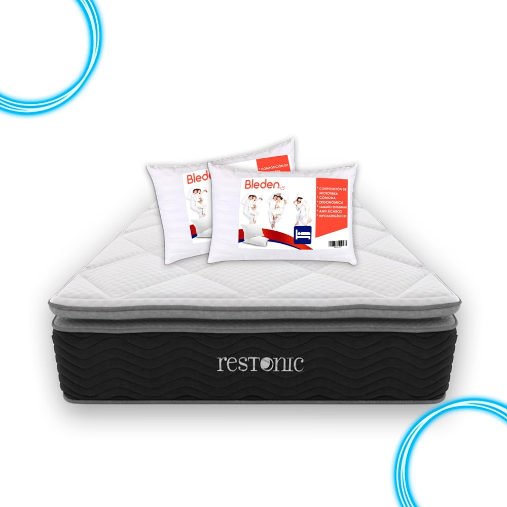 Colchón Italy Individual+ 2 Almohadas Standar. Restonic Anti-ácaros ...