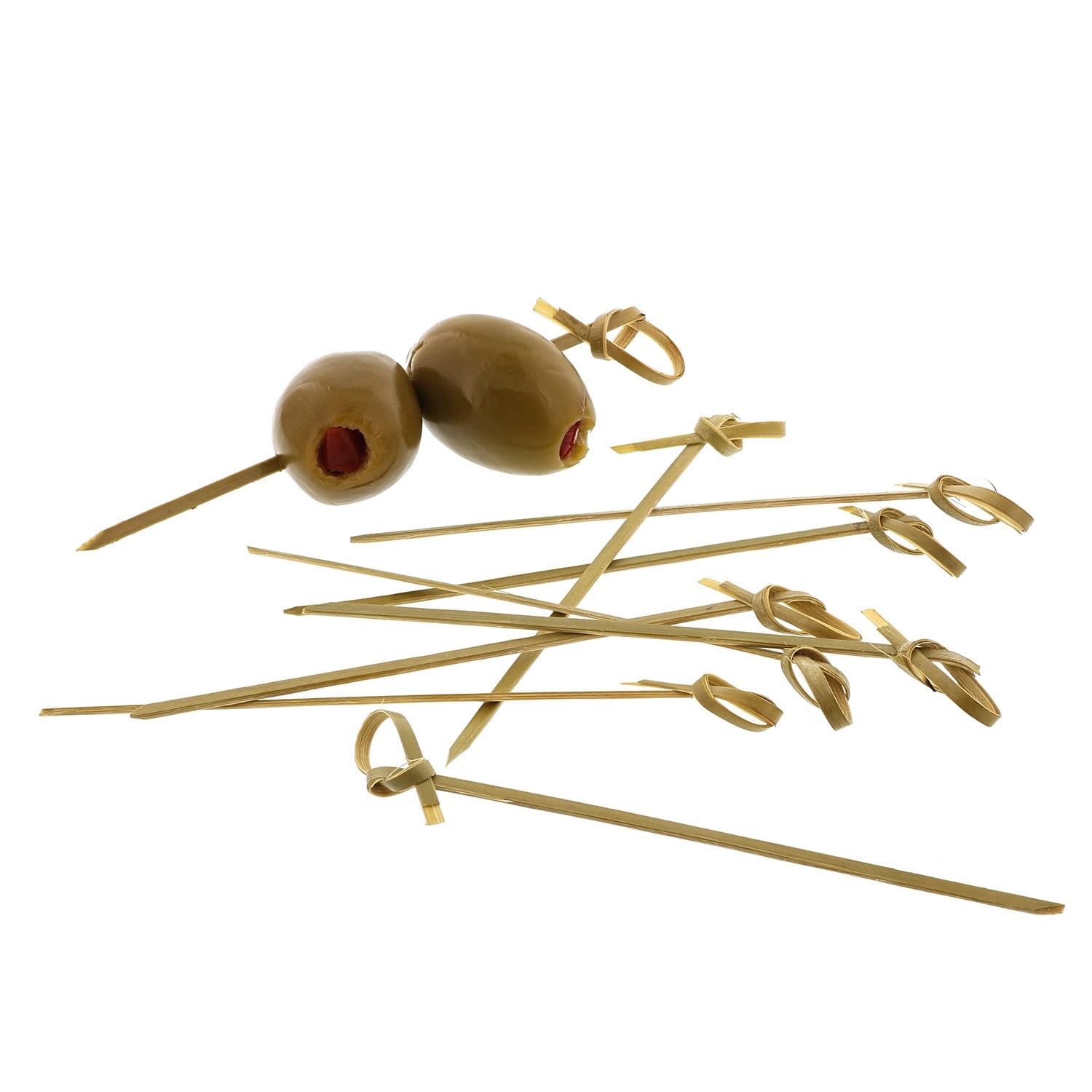 Knotted Bamboo Pick, Olive Green, 4", 1000/carton | Bundle of 5 Cartons ...
