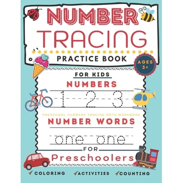 number tracing worksheets Ages 3+: trace numbers practice workbook for ...