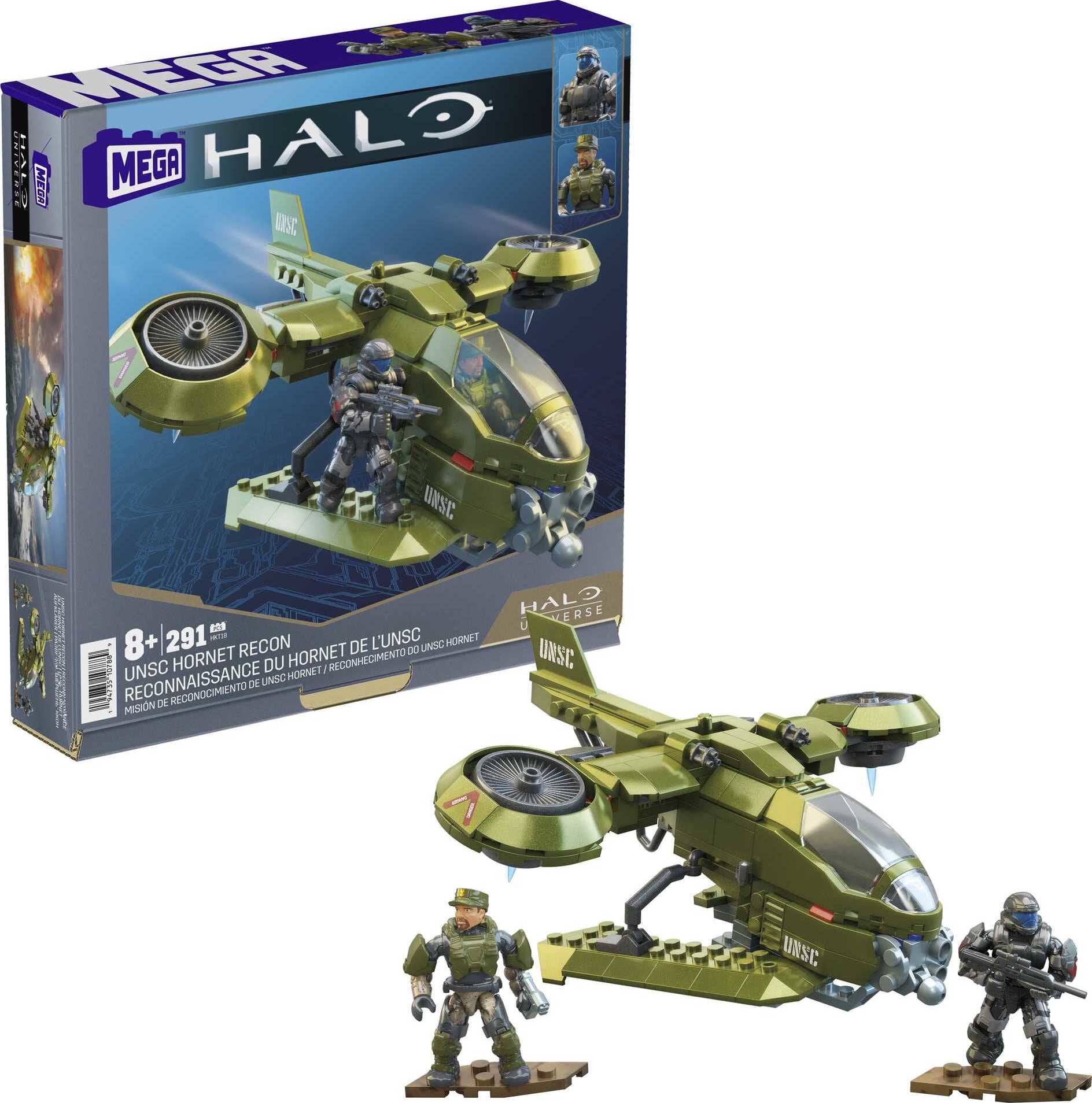 MEGA Halo UNSC Hornet Recon Building Kit with 2 Micro Action Figures ...