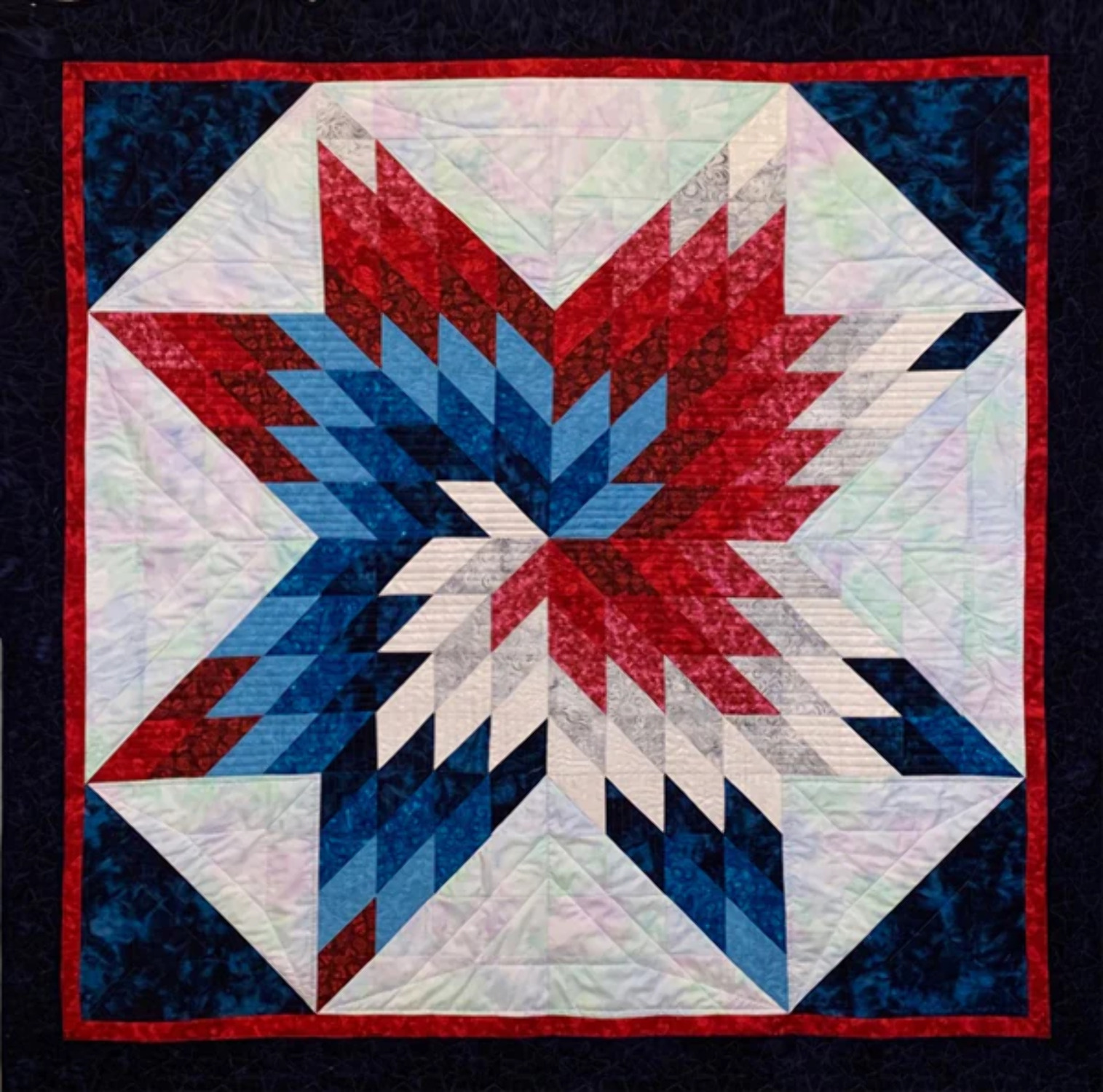 Red, White and Blue Spiral Star Quilt Pattern - Walmart.com