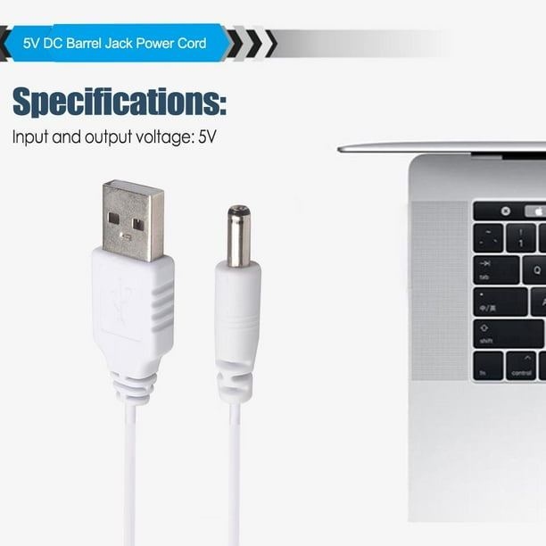 6Pcs USB A Male to DC 3.5mm Power Cable 3.5x1.35mm 5V DC Barrel Jack ...