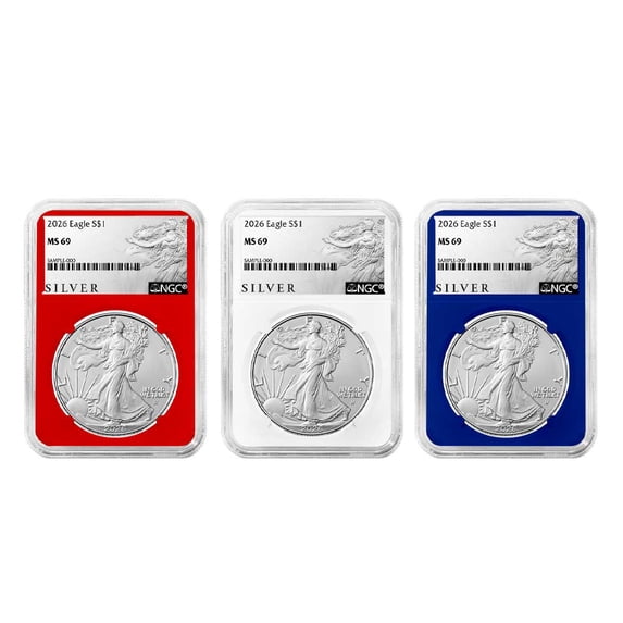 3pc Set - 2026 $1 1-oz American Silver Eagle NGC MS69 ALS Label Red ...