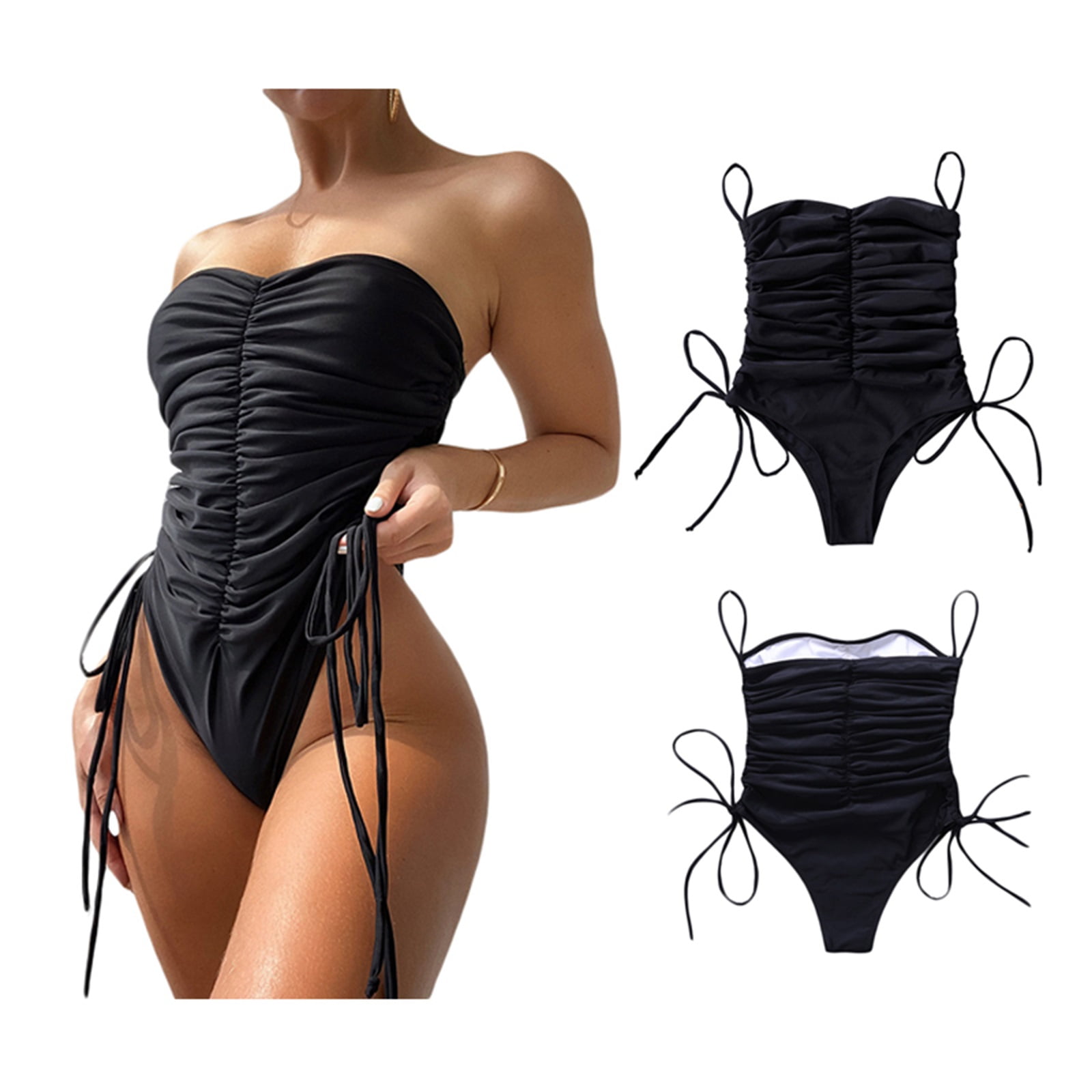 Nokiwiqis Women's One-Piece Swimsuit, Off Shoulder Drawstring Pleated ... Nokiwiqis Women's One-Piece Swimsuit, Off Shoulder Drawstring Pleated ...
