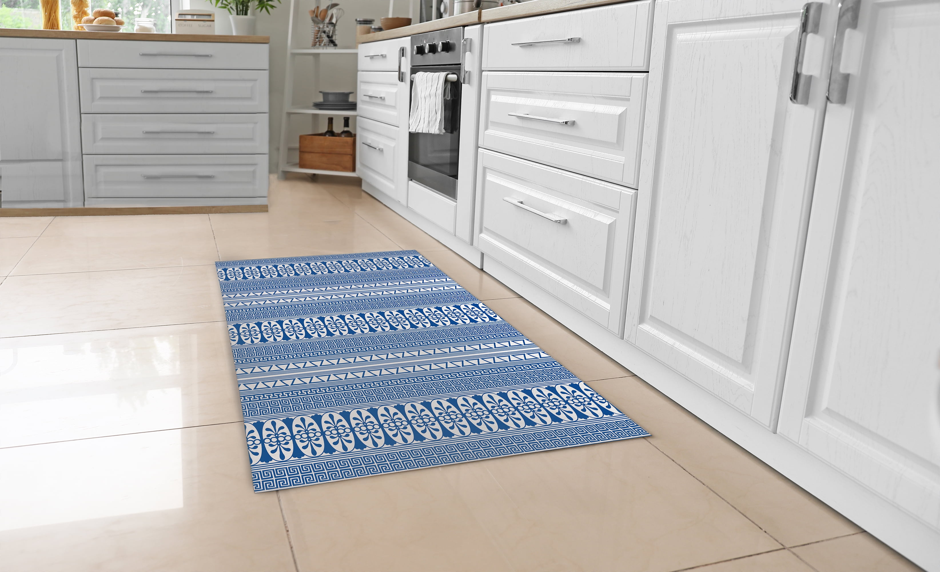 APHRODITE STRIPE BLUE Kitchen Mat By Becky Bailey - Walmart.com