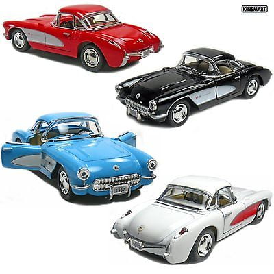 4 PC SET: 5" Kinsmart 1957 Chevrolet Corvette Chevy Diecast Model Toy ...
