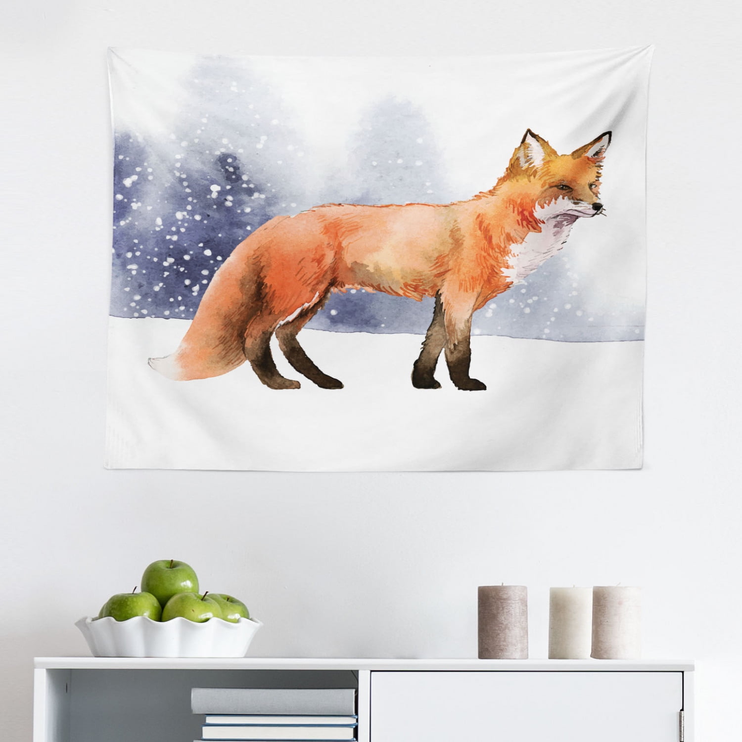 Fox Tapestry, Continuous Pattern with Creative Leafy Branches and ...