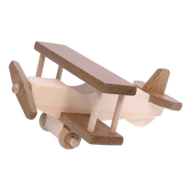 Amish-Made Wooden Toy Airplane, Kid-Safe Finish Natural and Harvest ...