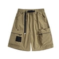 AGKIZG Solid Color Men Shorts Elastic Waist Zipper Pockets Breathable ...