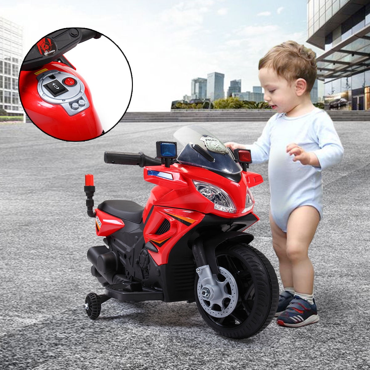 Veryke Electric Motorcycle for Kids, Kids Ride on Motorcycle, Red 6V Battery Powered 4 Wheels ...