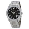 Emporio Armani Men's Stainless Steel Chronograph Watch, Black Dial ...