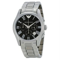 Emporio Armani Men's Stainless Steel Chronograph Watch, Black Dial ...