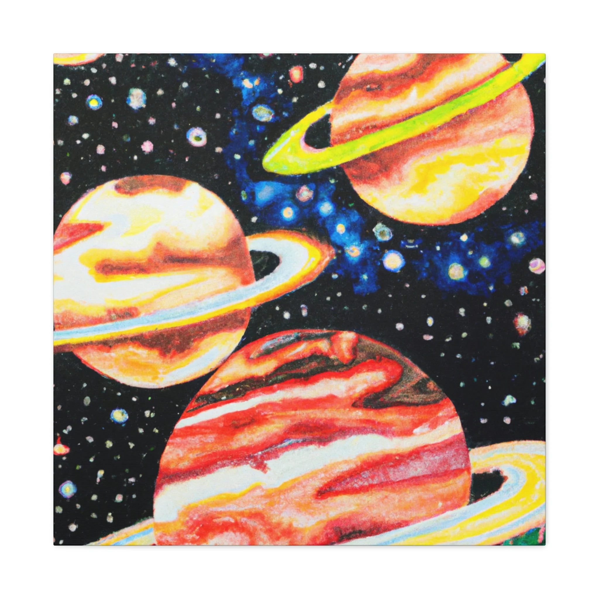 Planets in Pointillism - Canvas - Walmart.com