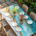 Abstract Waves Fitted Rectangle Tablecloth 24" x 36" Blue Retro Oil ...