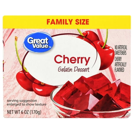Great Value Cherry Gelatin Dessert, Family Size, 6 oz - Walmart.com