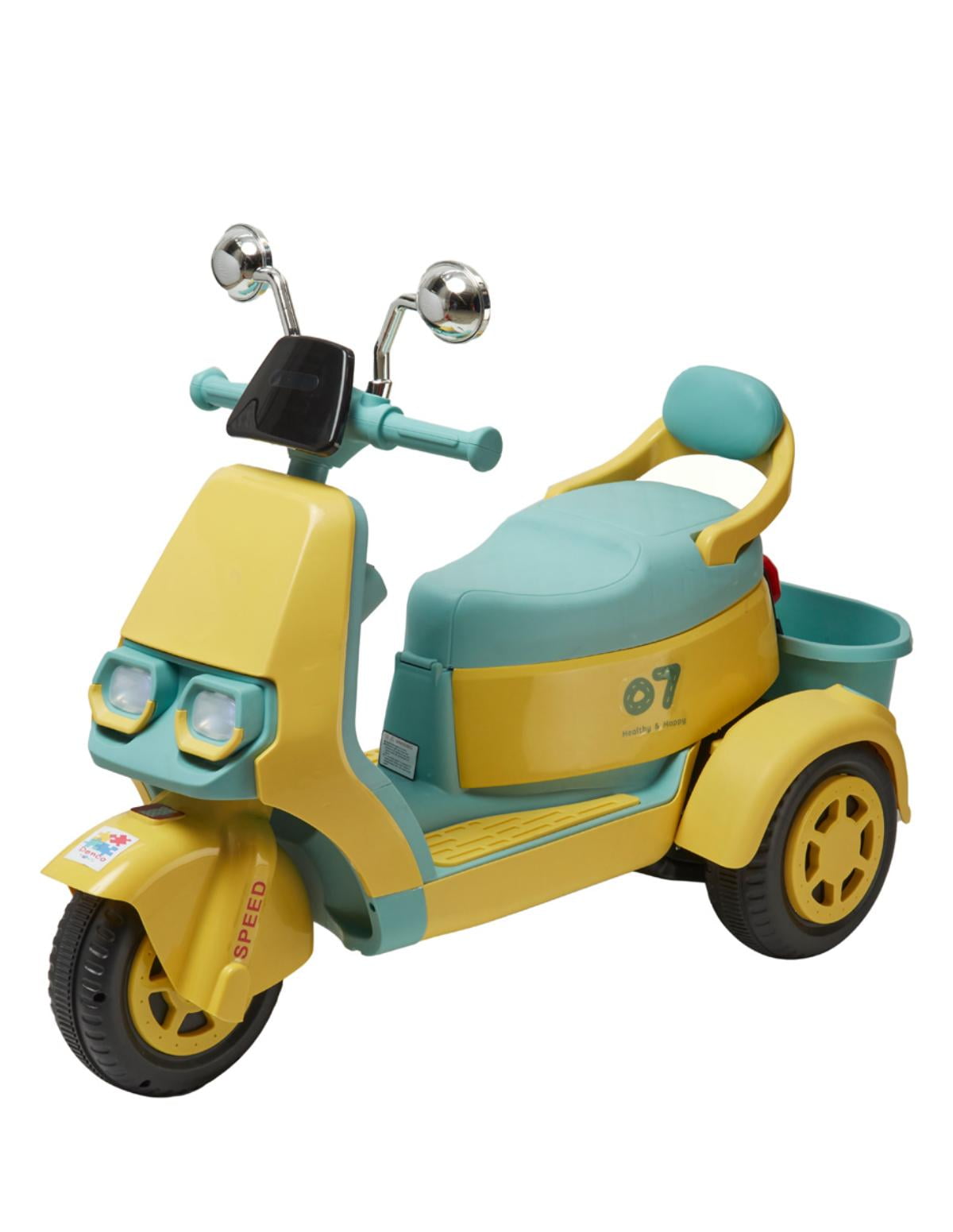 Montable Electrico Denco Toys Motoneta Amarillo Azul Con Control Remoto ...