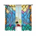 Abstract Colorful Glass Sheer Curtains for Living Room Bedroom, Blue ...