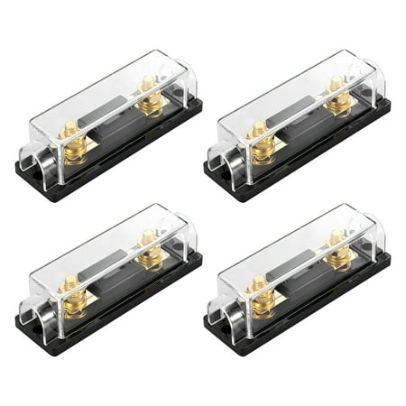 4pcs 0/2/4 Gauge Inline ANL Fuse Holder Clear Black Fuse Block with ...