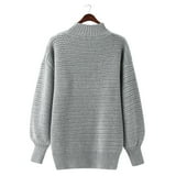 Outfmvch sweaters for women Sweater Half High Neck Loose Solid Color ...