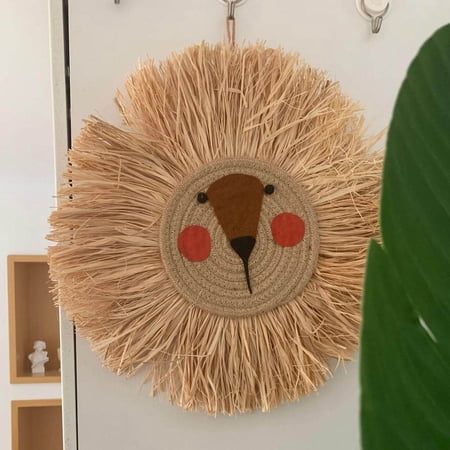 pitrice Nordic Hand-woven 3D Straw Home Wall Art Hanging Rattan ...