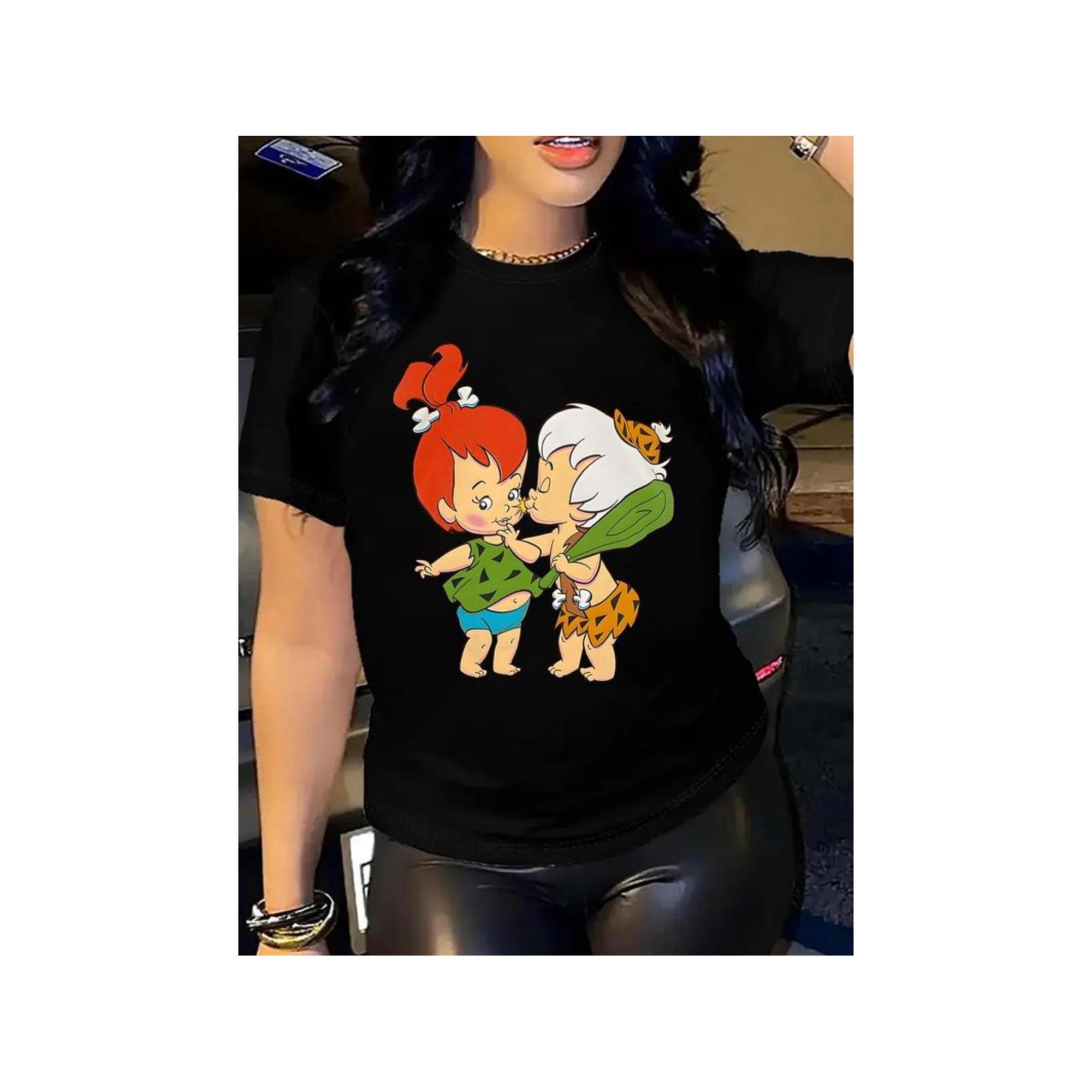 Click here for Generic Womens Cartoon Print Round Neck Tee  Fashi... prices