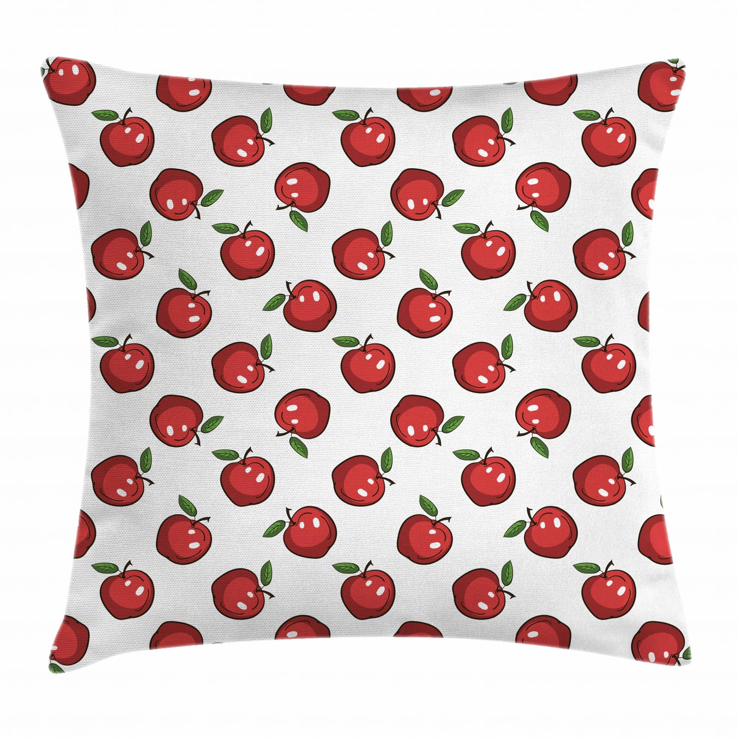 Apple Throw Pillow Cushion Cover, Hand Drawn Cartoon Apples Organic ...