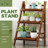 CozySound 3-Tier Foldable Ladder Shelf, Bamboo Folding Plant Stand ...
