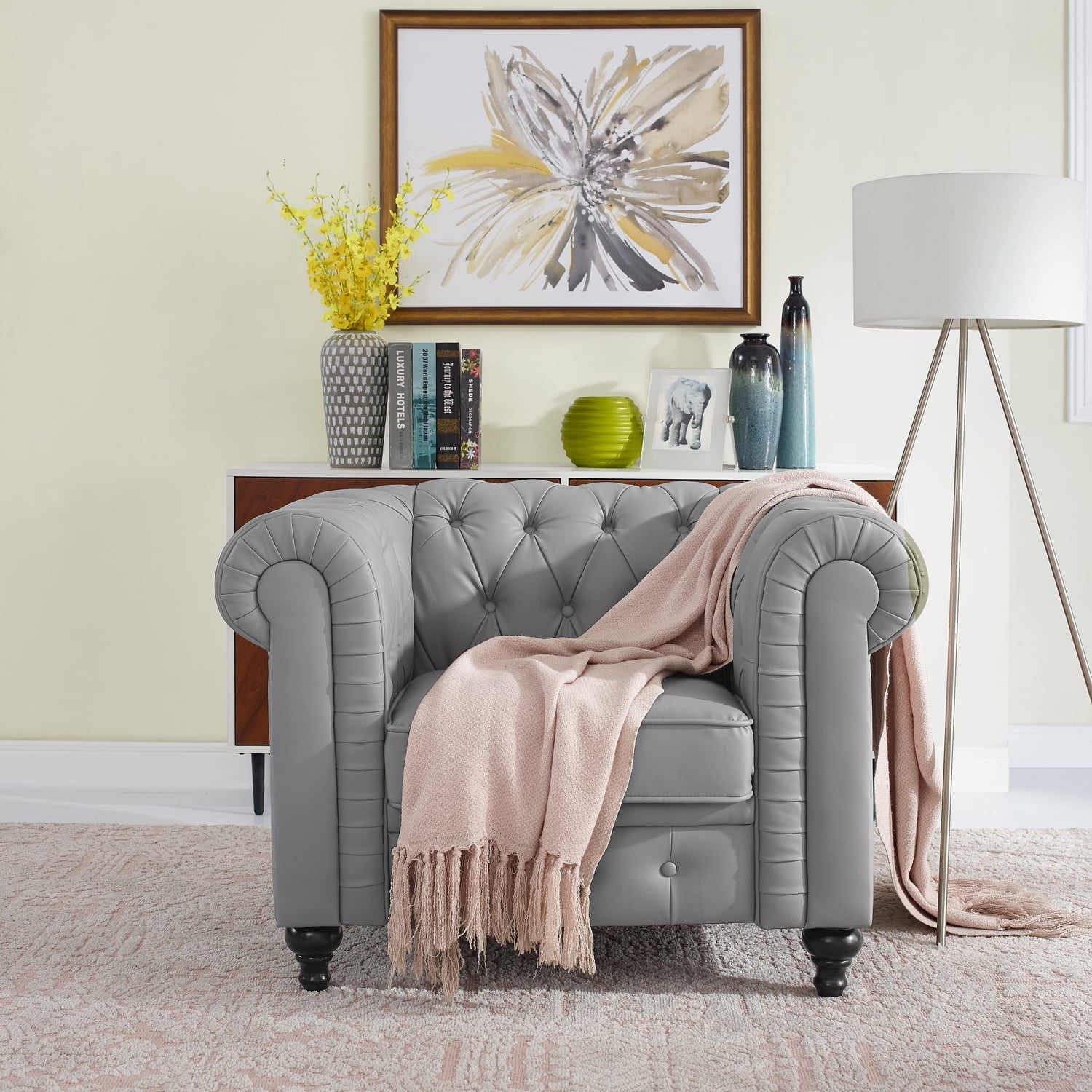 Grey Chesterfield Sofa And Chair | Baci Living Room