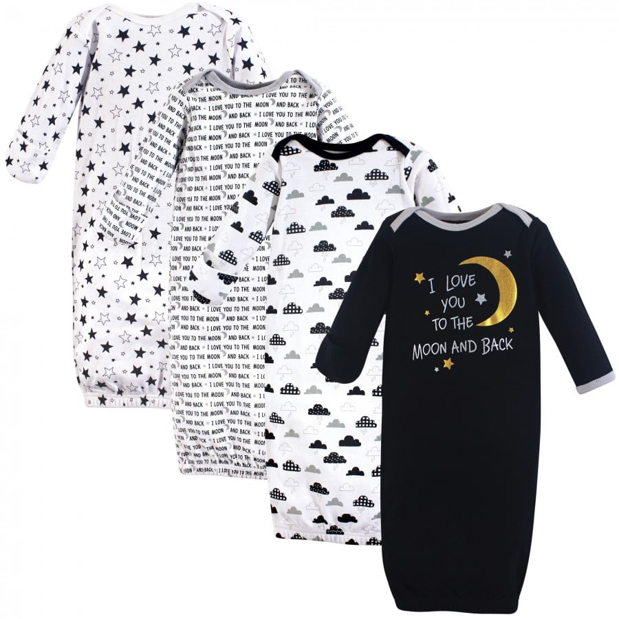 Hudson Baby Unisex Baby Cotton Gowns, Moon And Back, Preemie/Newborn ...