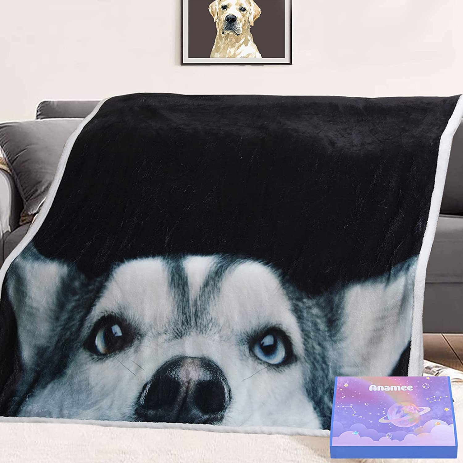 Husky Dog Blanket, Kids Flannel Throw Blanket Super Soft Cozy Bed ...