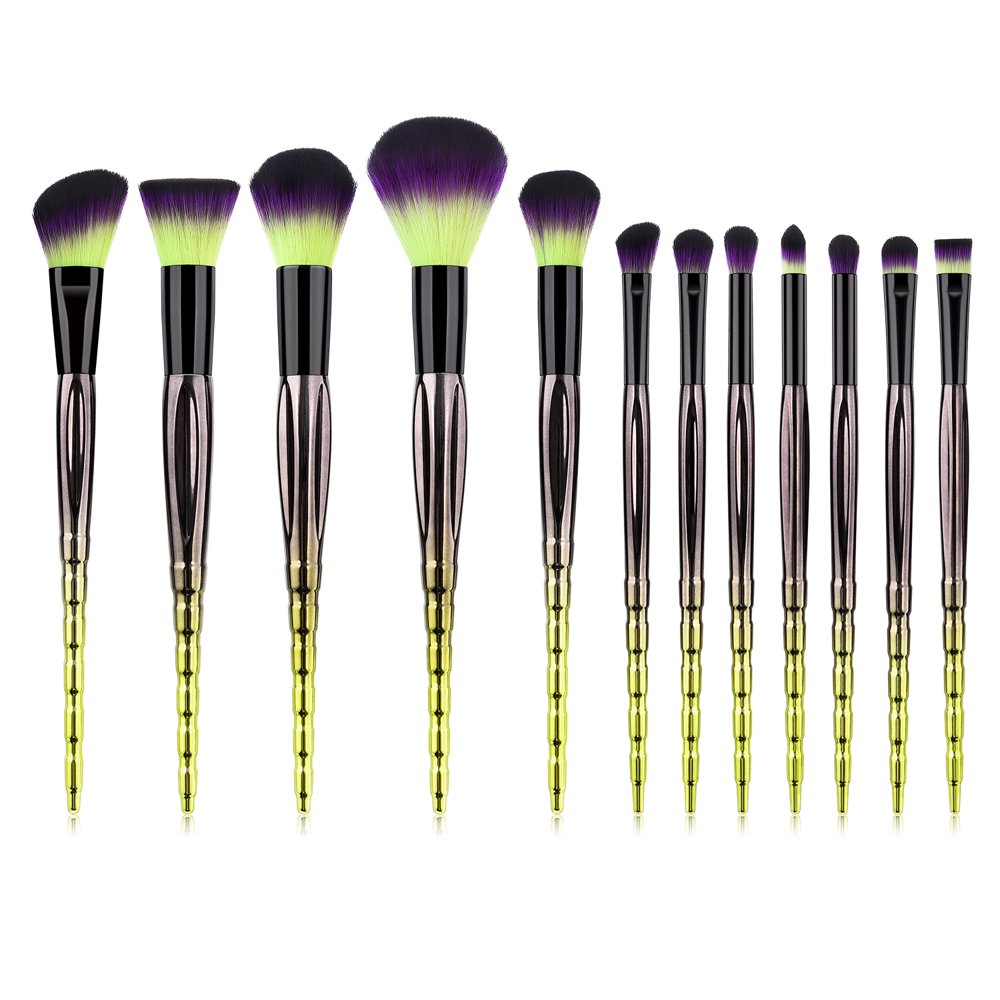 Yellow - Natural Hair Makeup Brush 12 Pcs Set - Walmart.com - Walmart.com