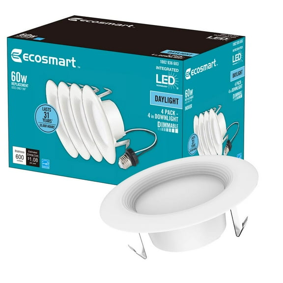 EcoSmart Indoor Smart Bulbs, 6 in. White Integrated LED Recessed ...