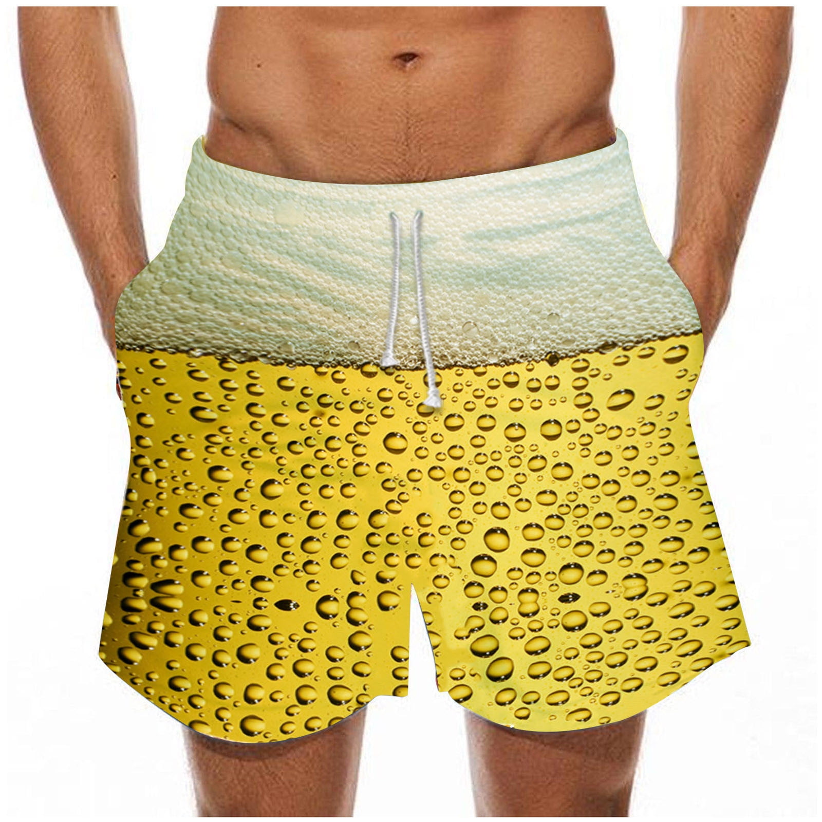 DPTALR Men's Loose Beer Shorts Printing Quick Dry Swimsuit Sports Swim ...
