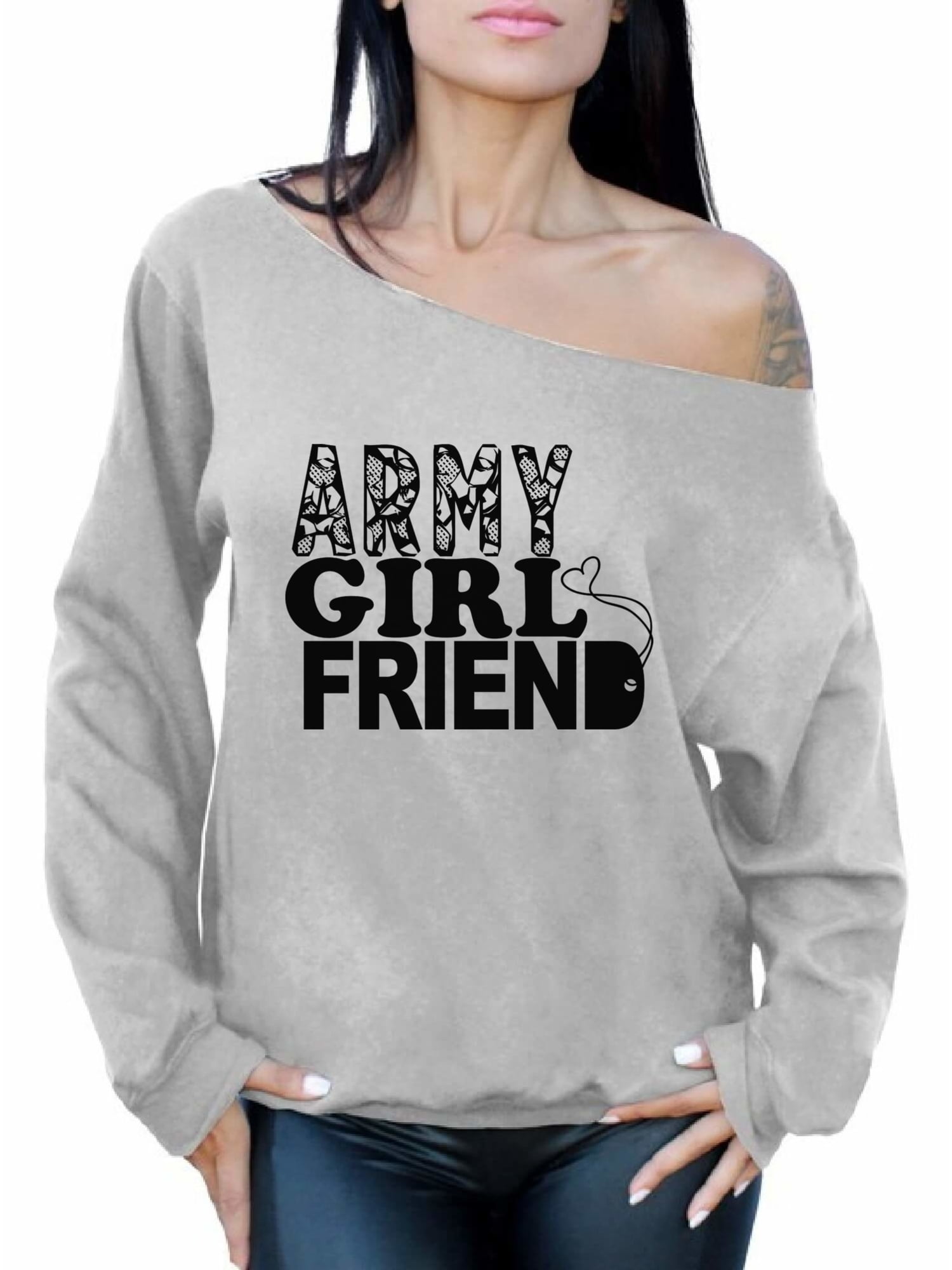 Awkward Styles Army Girlfriend Off the Shoulder Sweatshirt Valentine's ...