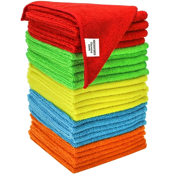 S&T INC. Microfiber Cleaning Cloths 11.5" x 11.5", 25 Pack, Assorted ...