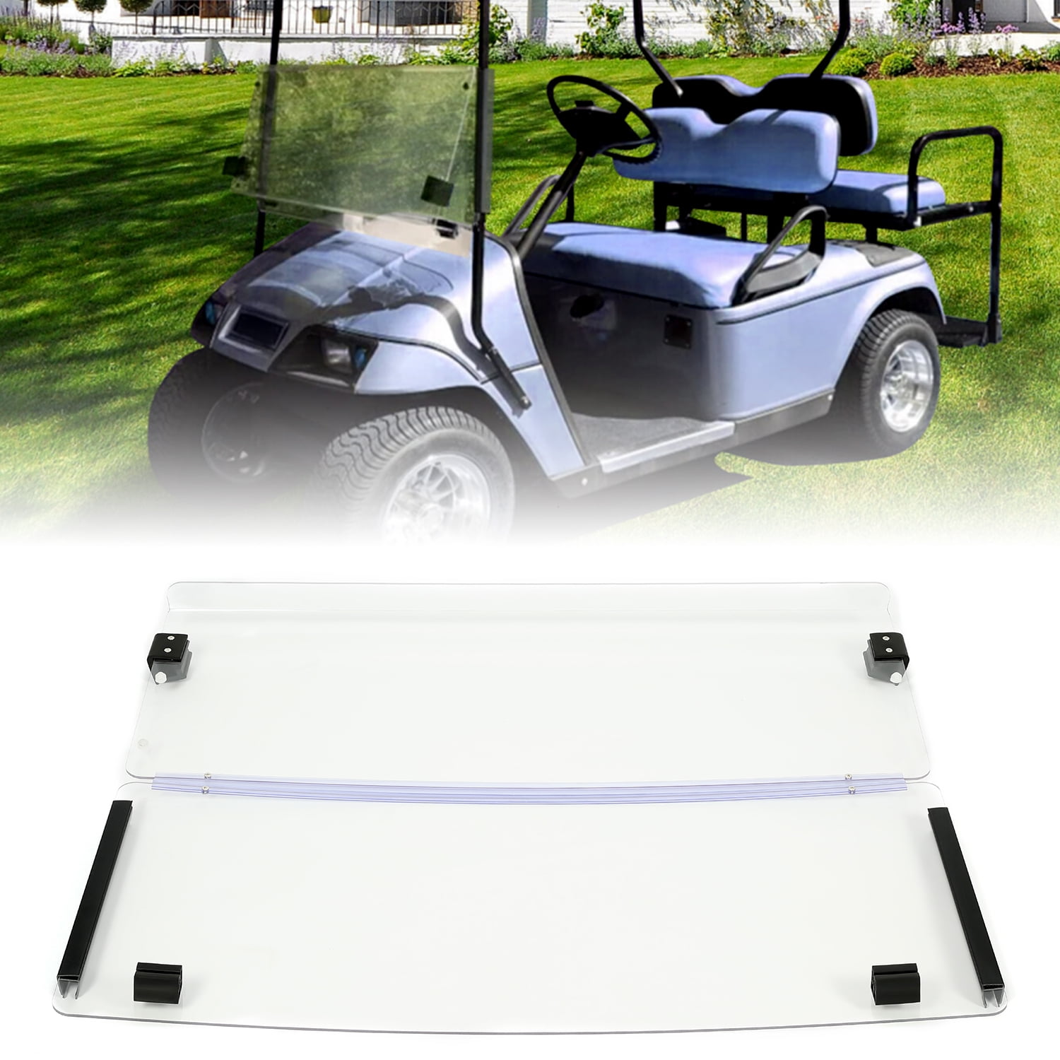 Kojem Folding Windshield Golf Cart Clear Fold Down for EZGO Marathon ...