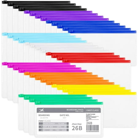 42pcs Clear Poly Zip Envelope, Plastic Money Envelope with Zipper ...