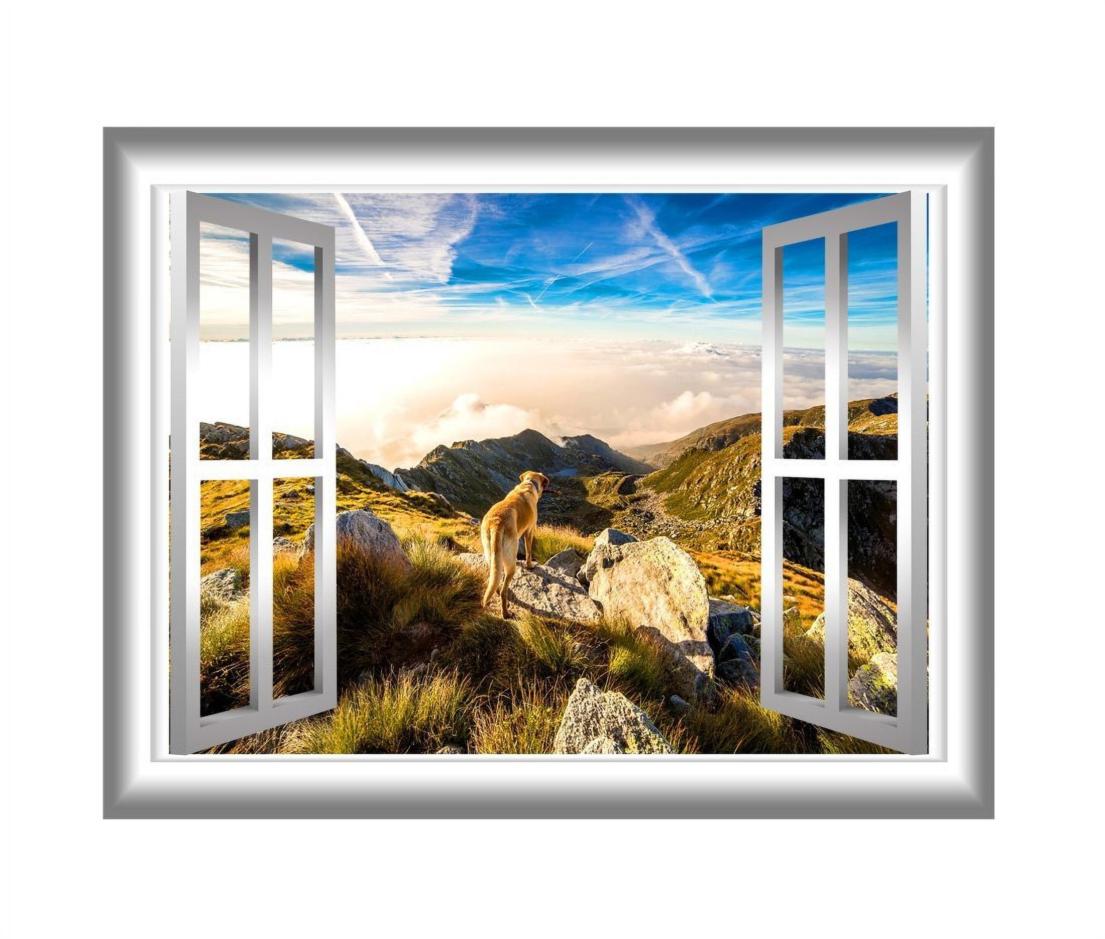 VWAQ Mountain Window Sticker Outdoors Wall Decals Peel and Stick Mural ...
