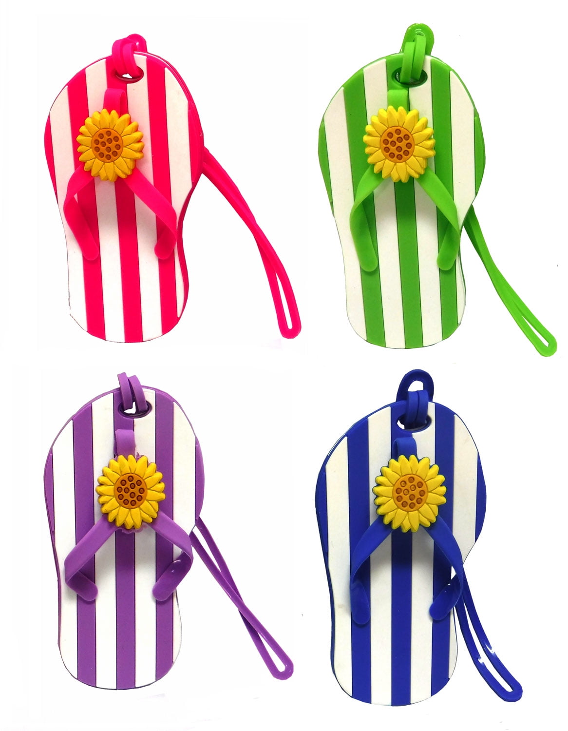 Flip Flop Luggage Tags with Striped Design - Set of 4 - Walmart.com