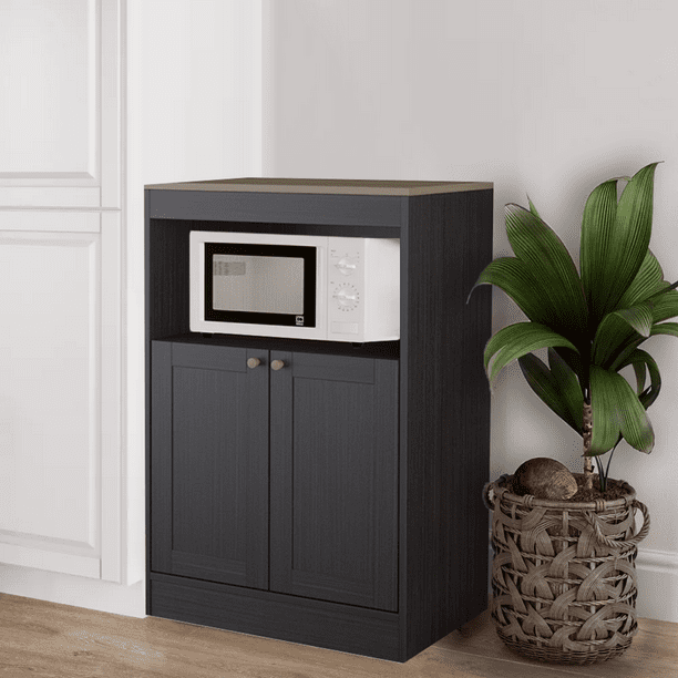 Ella Rhae Microwave Kitchen Cart, Black - Walmart.com