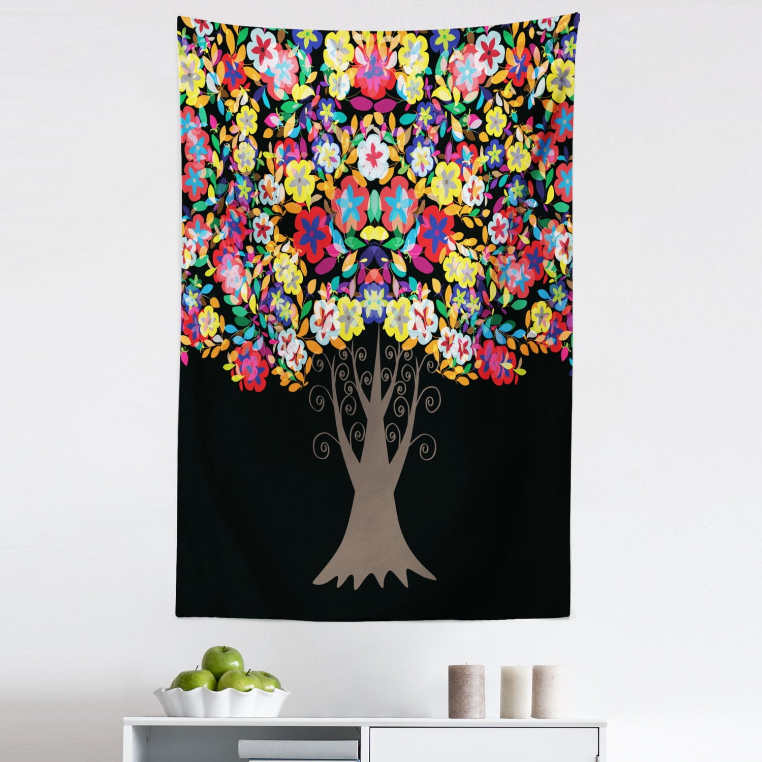 Colorful Tapestry, Tree with Flower Blossom Branches Vivid Nature ...