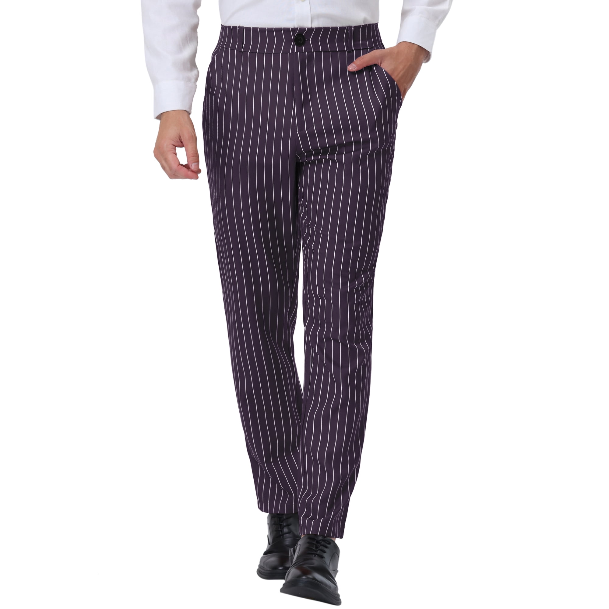 Click here for Inspire Chic Mens Pants Stripes Zipper Closure Fro... prices