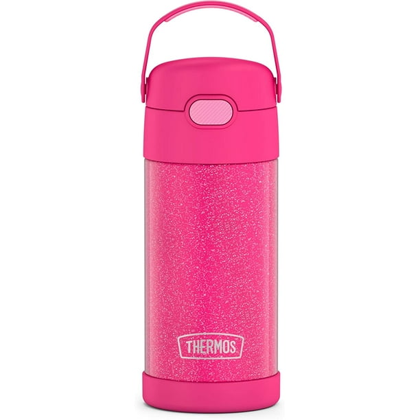 THERMOS FUNTAINER 12 Ounce Stainless Steel Vacuum Insulated Kids Straw Bottle, Pink Glitter ...