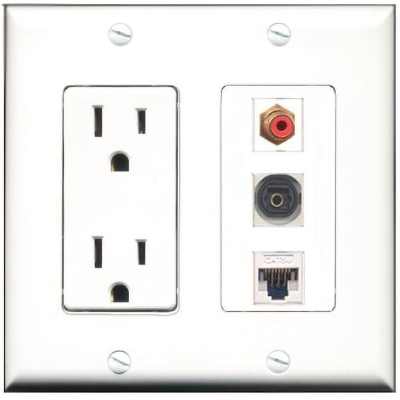 RiteAV - 15 Amp Power Outlet 1 Port RCA Red 1 Port Toslink 1 Port Cat6 ...
