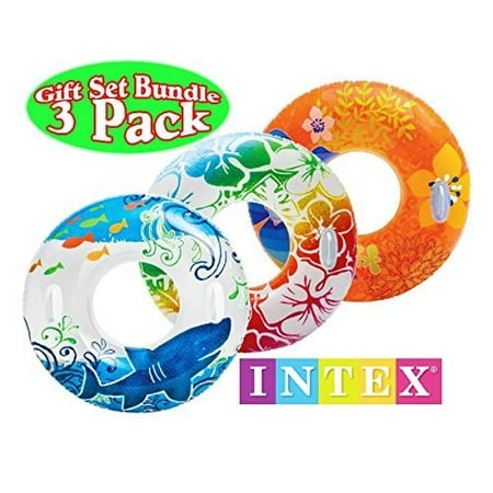 Intex Transparent Inflatable Tubes Tropical Designs Gift Set Bundle - 3 ...