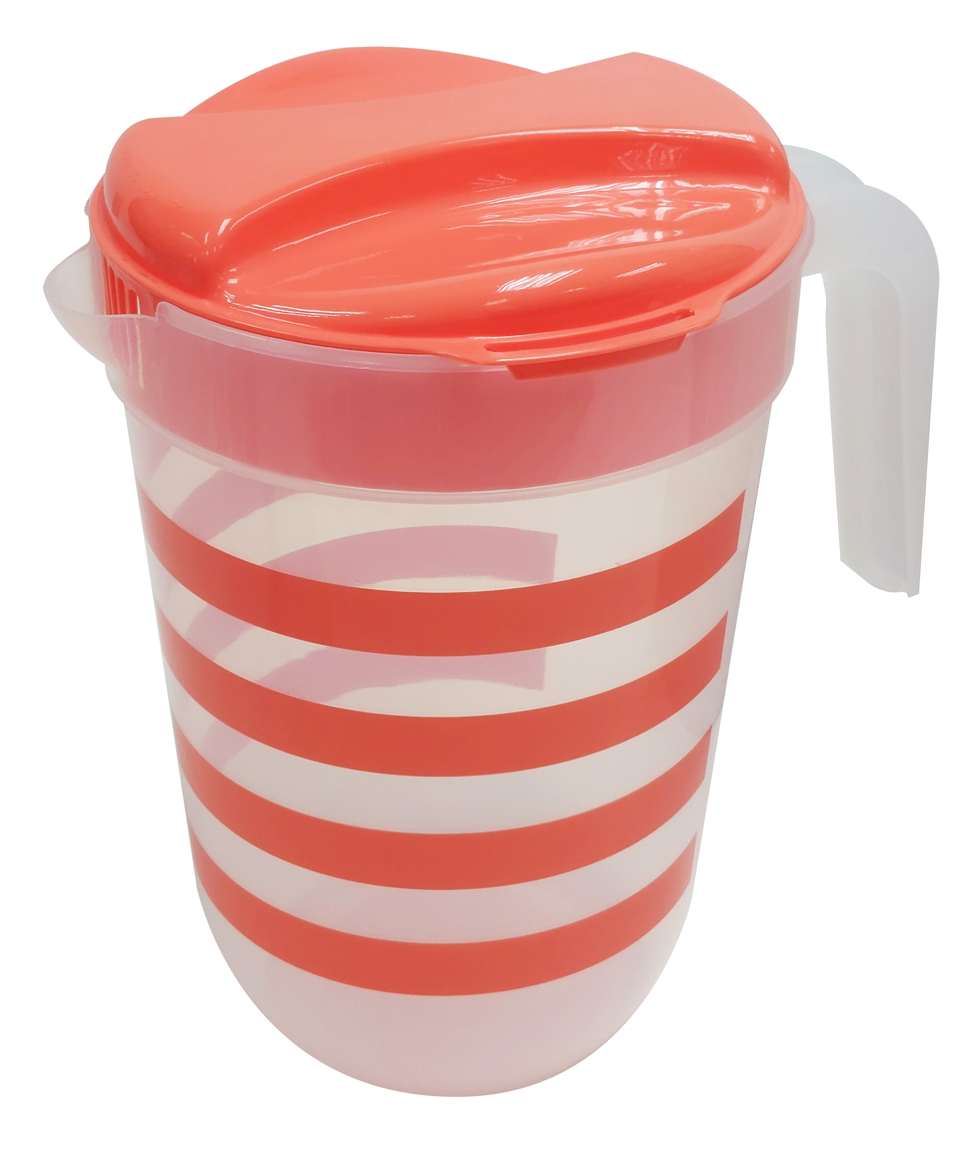 Mainstays 1 Gallon Plastic Pitcher with Orange Lid, Lightweight Handle ...