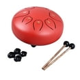 Red 6 Inch 8 Note Steel Tongue Drum Mini Percussion Instrument
